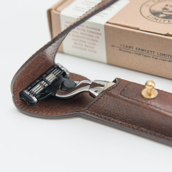 Captain Fawcett Handcrafted Mach 3 Razor with Luxury Leather Case $99. ...
